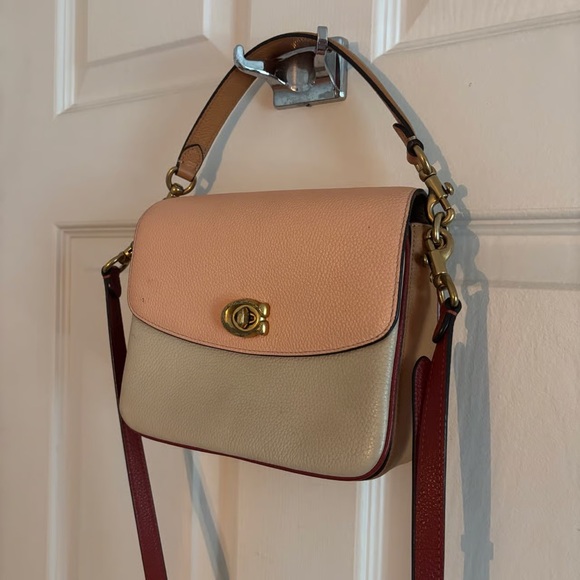 Coach | Bags | Coach Peach And Beige Leather Crossbody Bag | Poshmark